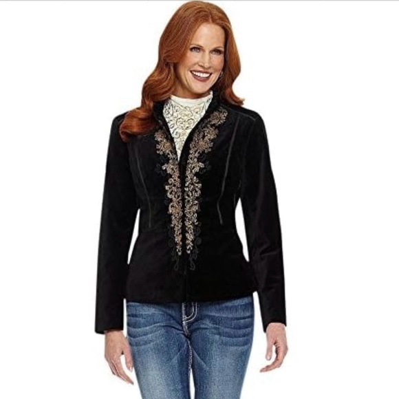 Reba | Jackets & Coats | Reba Mandarin Collar Velvet Dress Jacket ...